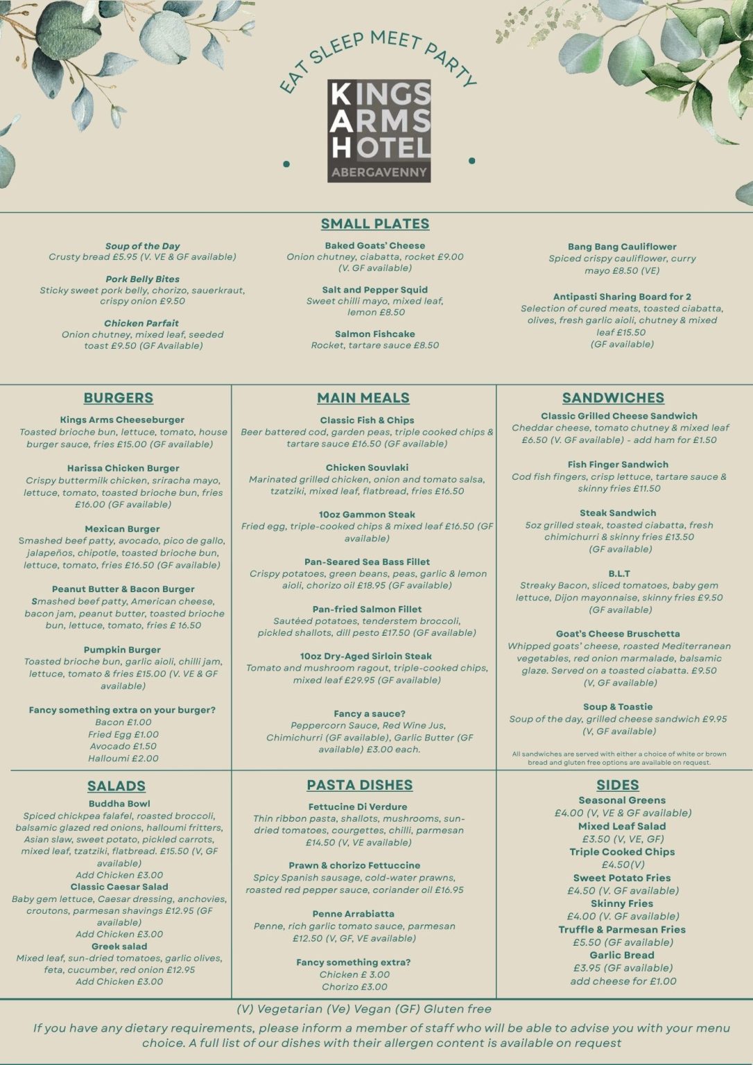 The Kings Arms Hotel, AbergavennyKings Arms Menu - The Kings Arms Hotel ...